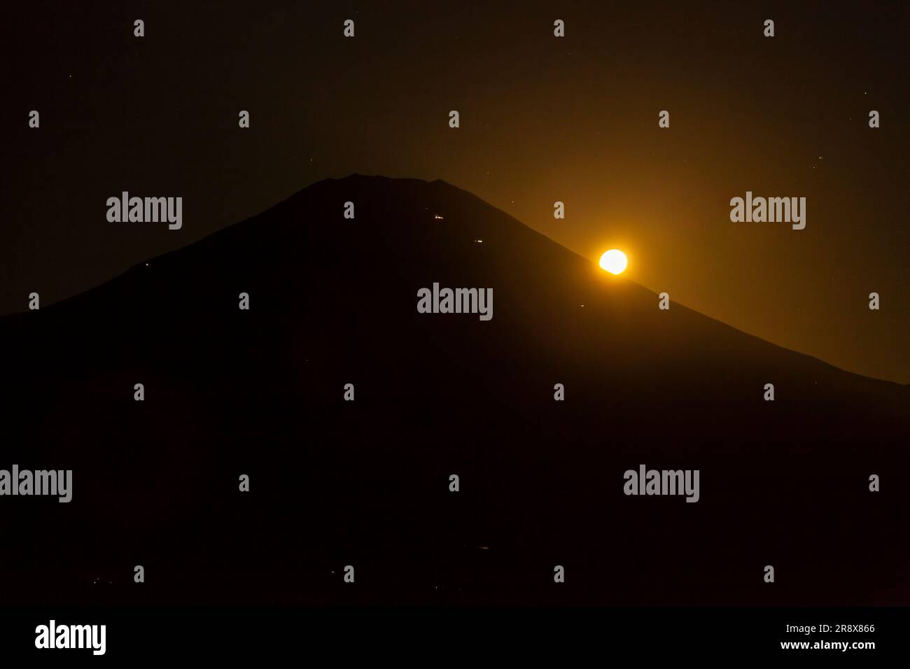 The full moon and Mount Fuji Stock Photo - Alamy