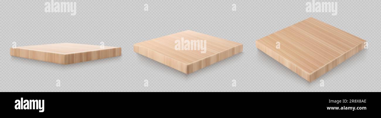 Realistic set of square wooden boards isolated on transparent ...