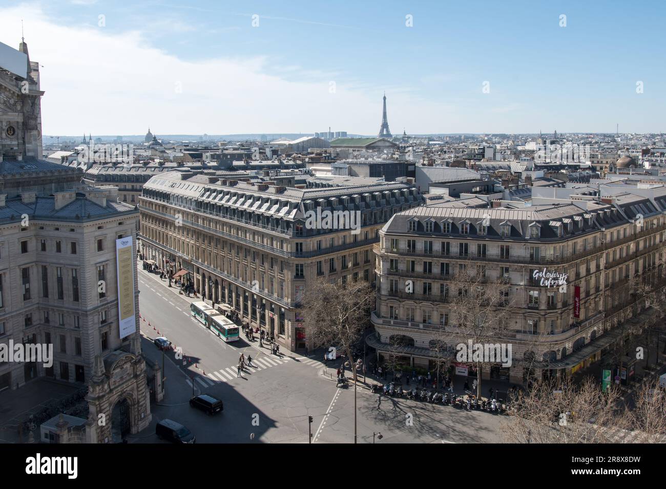 View of the Parisian rooftops from the terrace of the department store ...