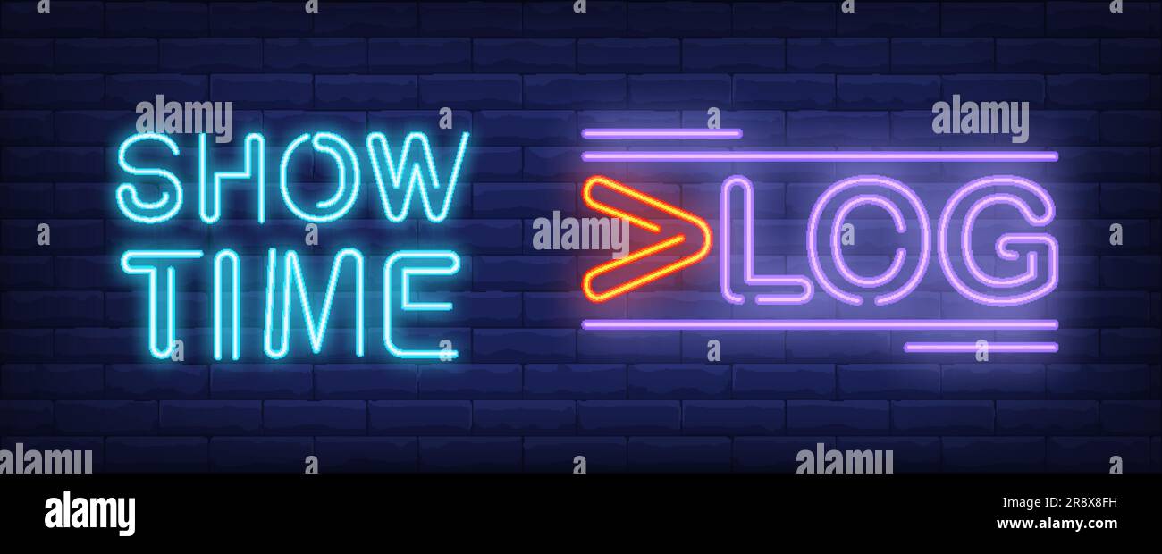 Show time on vlog neon sign Stock Vector Image & Art - Alamy
