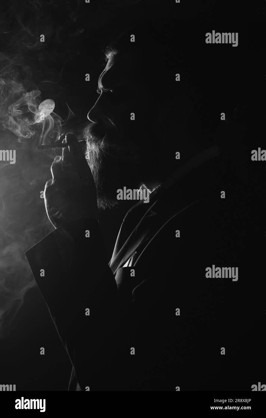 Closeup person smoking cigarette on Black and White Stock Photos ...