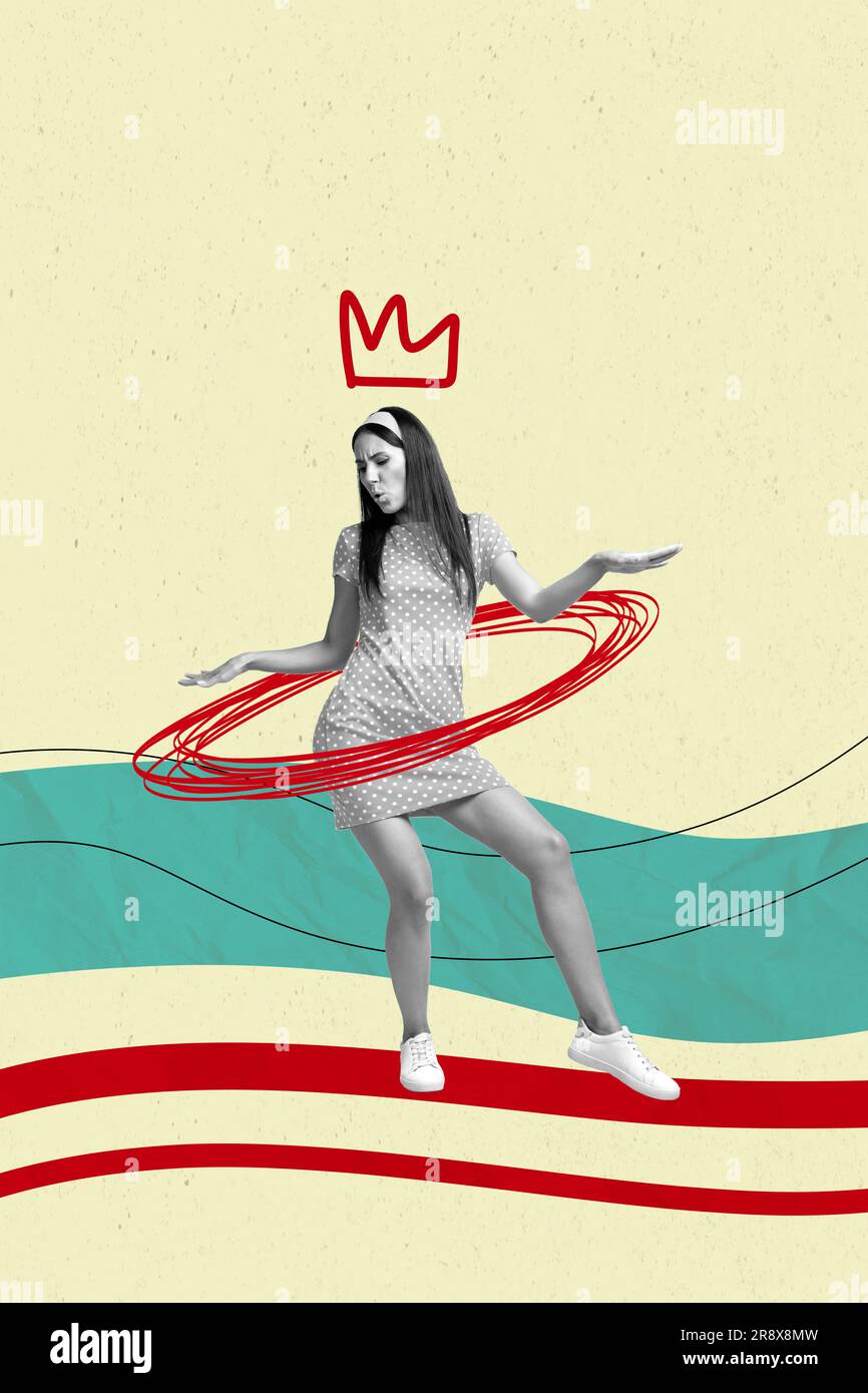 Collage artwork graphics picture of funky lady dancing hall queen ...