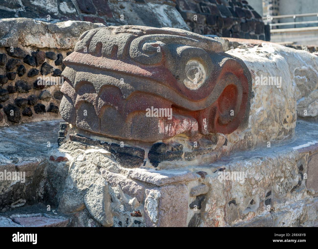 Stone serpent head at Great Temple, archaeological site and museum of ...