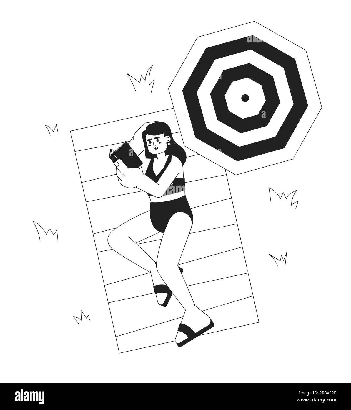 Woman book beach Stock Vector Images - Alamy