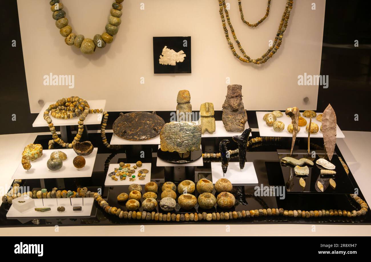 Offering of shells and stone objects, archaeological site and museum of ...