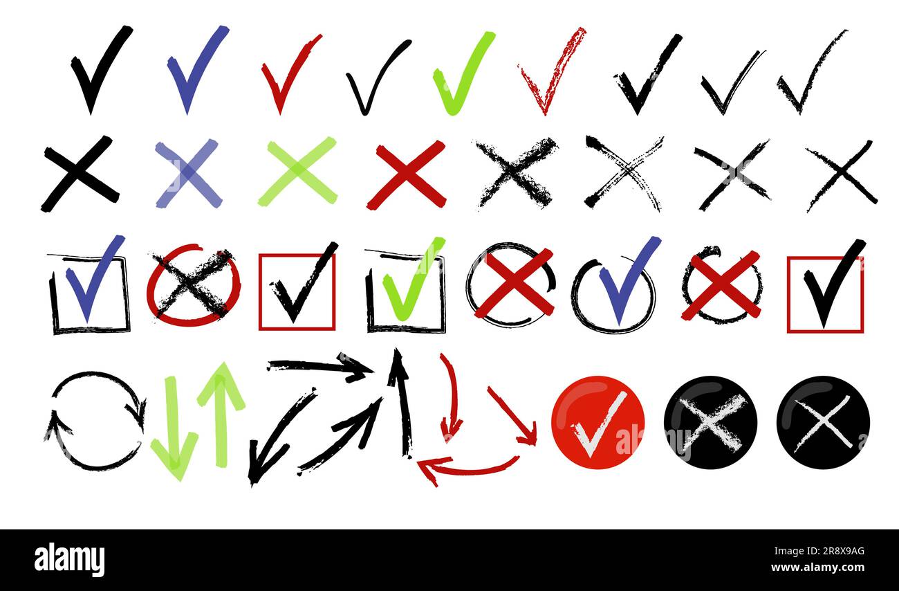 Check and cross marks doodle set Stock Vector Image & Art - Alamy