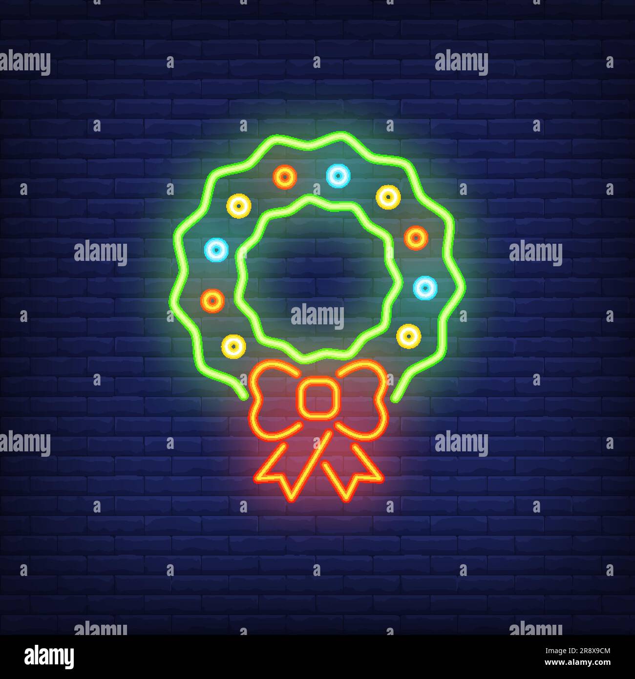 Christmas wreath logo with bow Stock Vector Images - Alamy