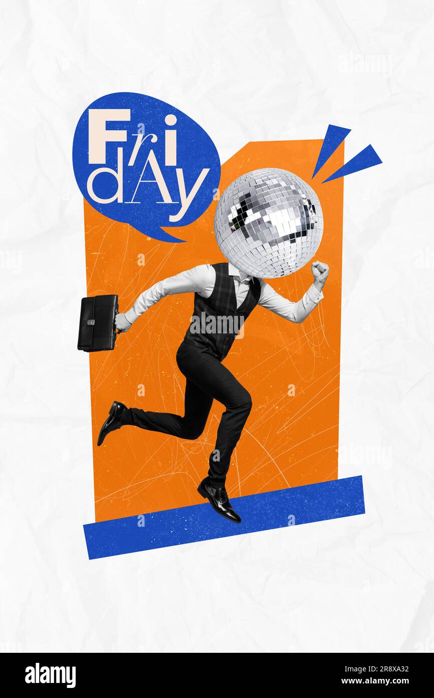 Poster picture image collage of weird unusual strange worker running ...