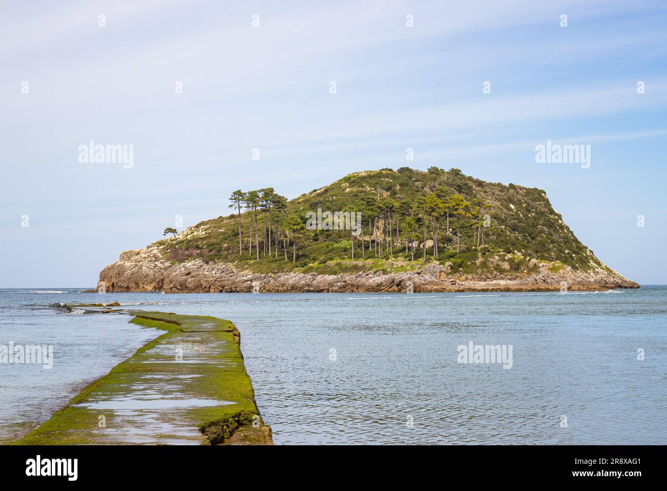 The island of San Nicolas in the coastal town of Lekeitio, Basque ...