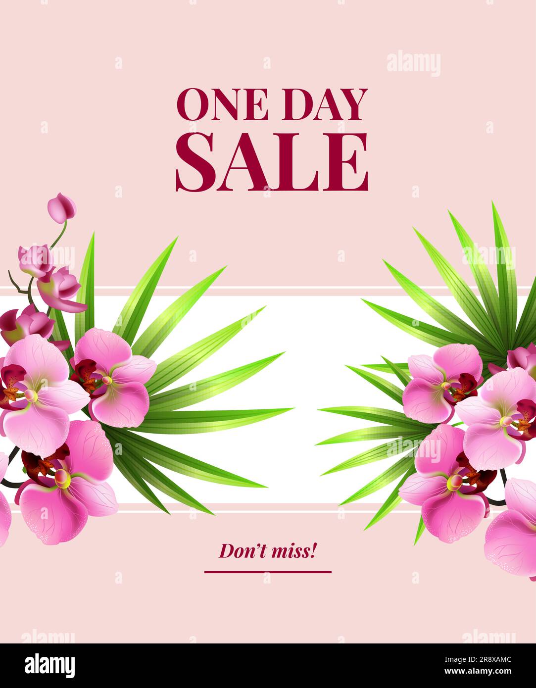 One day sale, do not miss poster design with pink flowers Stock Vector ...