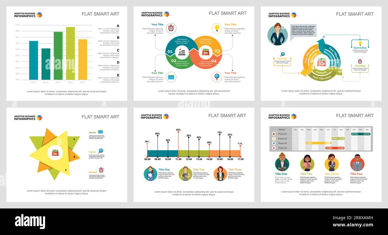 Colorful analytics or planning concept infographic charts set Stock ...