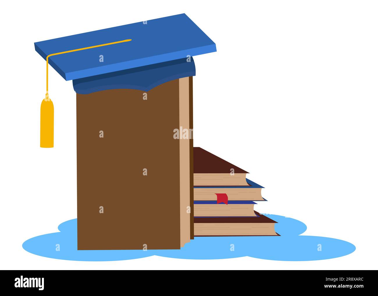 Graduation cap with books. Illustration in flat style. Vector Education ...