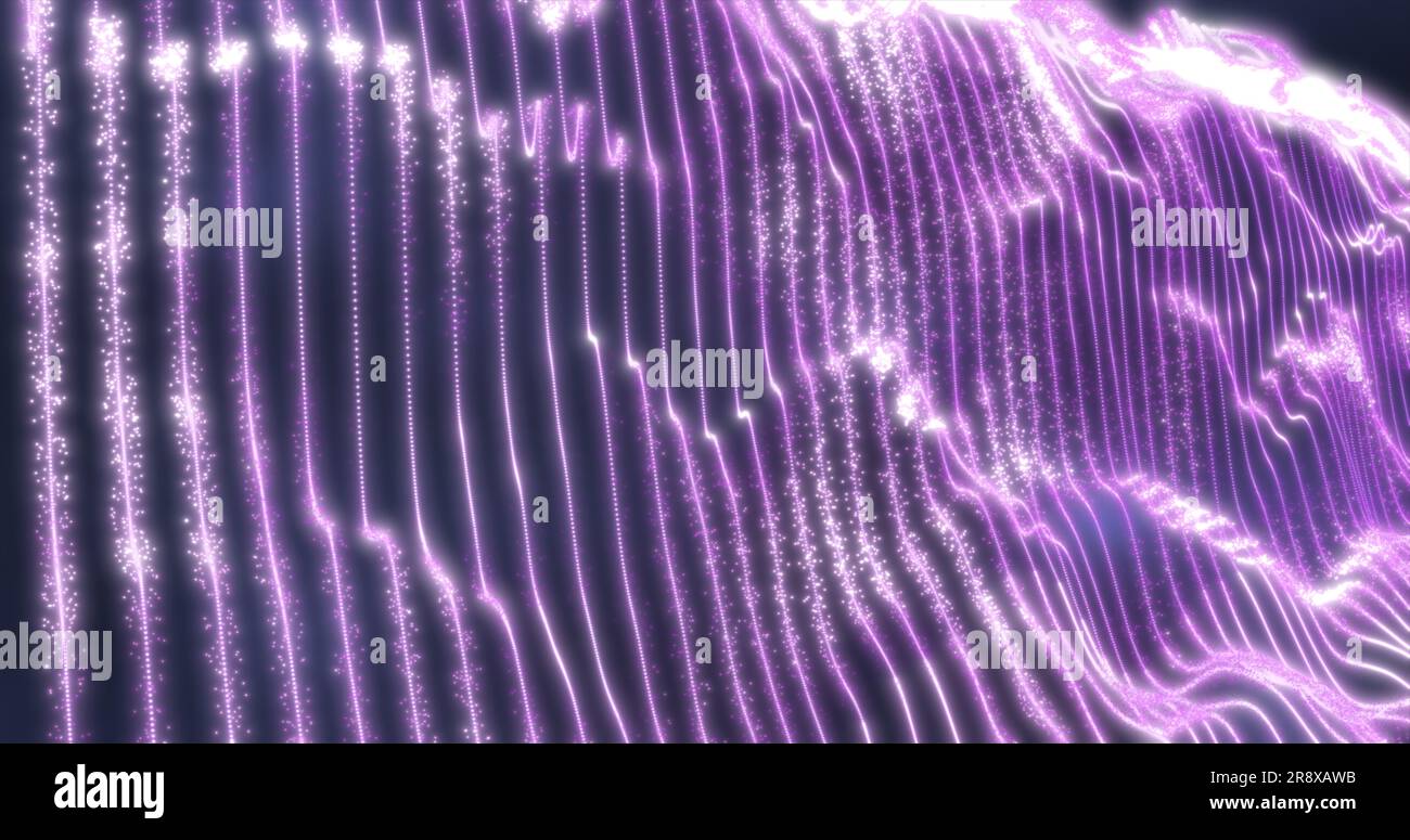 Purple energy waves from particles glowing bright magical abstract ...