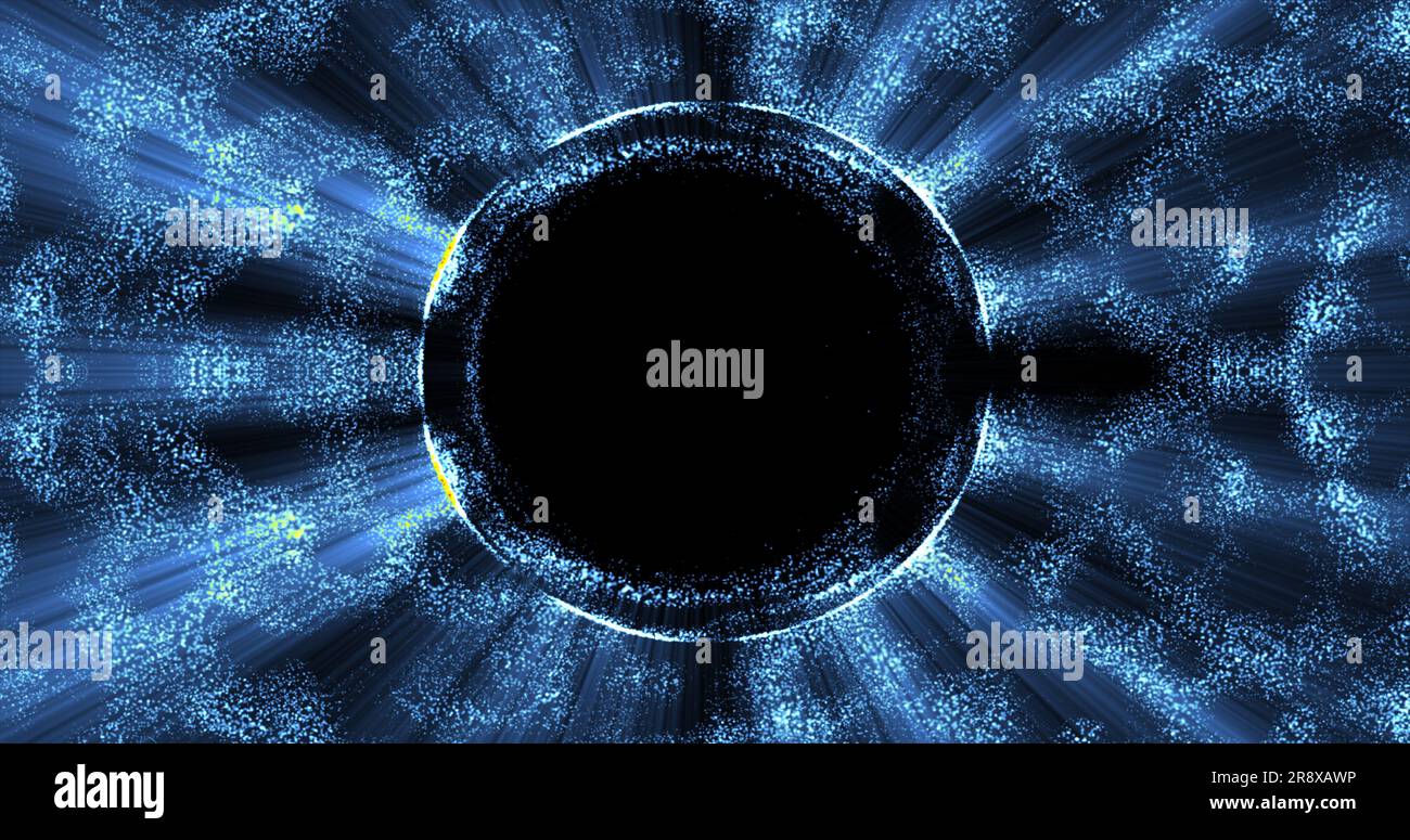 Abstract background of an energetic blue magic ring of glowing ...