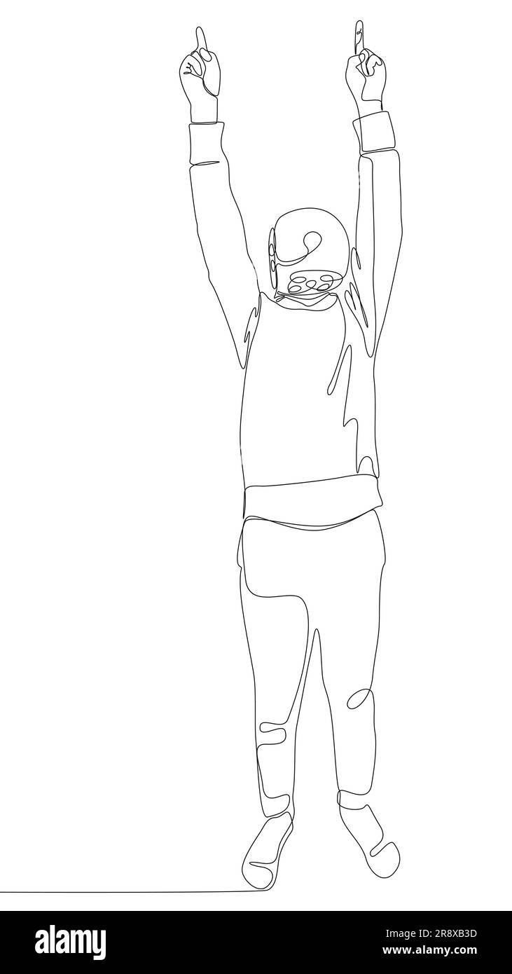 One continuous line of Man pointing with dice as his head, symbol of ...