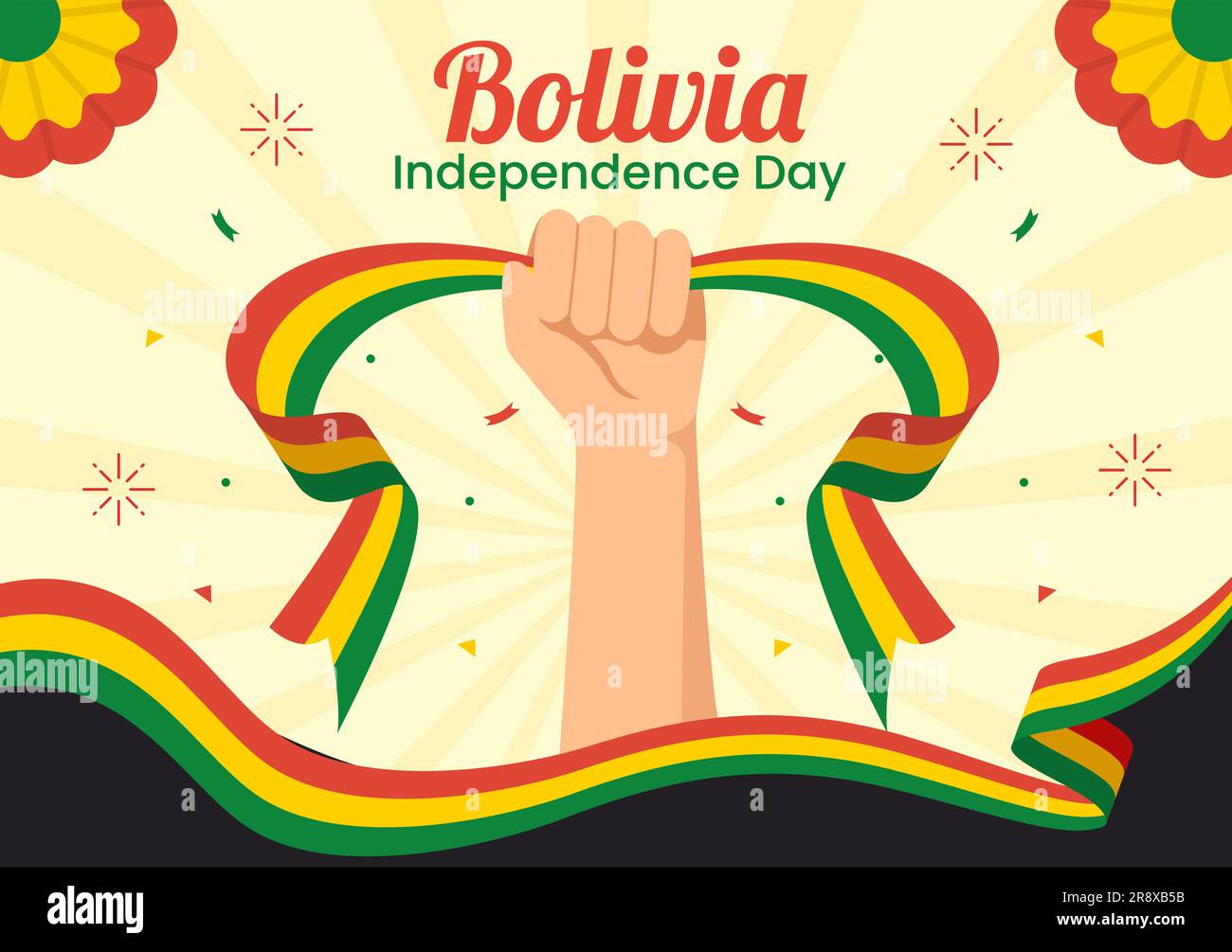 Bolivia Independence Day Vector Illustration on 6 August with festival ...