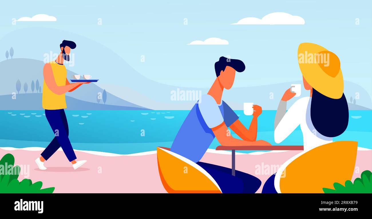 Couple sitting by the lake Stock Vector Images - Alamy