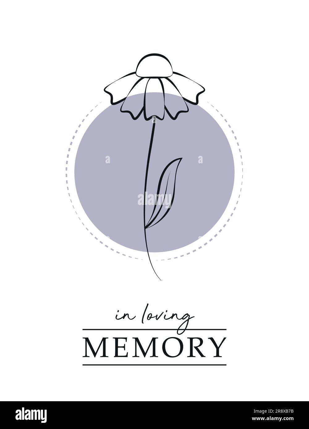 condolence card with flower outline in loving memory Stock Vector Image ...