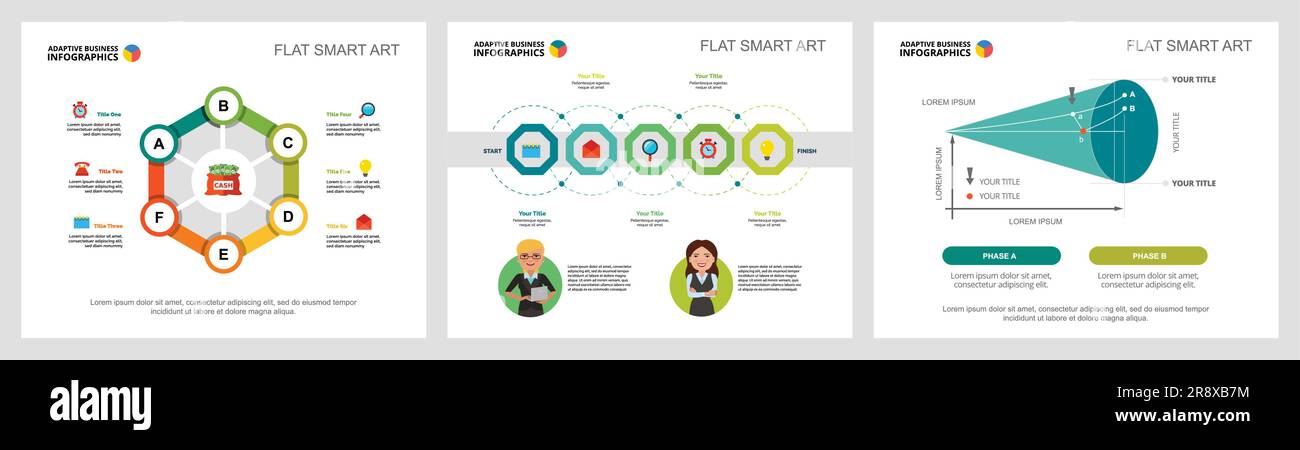 Colorful finance and research concept infographic charts set Stock ...
