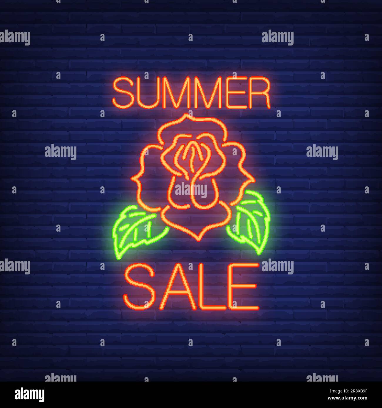 Neon red rose sign Stock Vector Images - Alamy