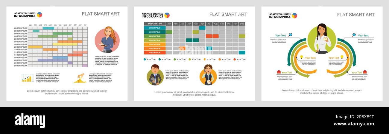 Colorful planning or strategy concept infographic charts set Stock ...