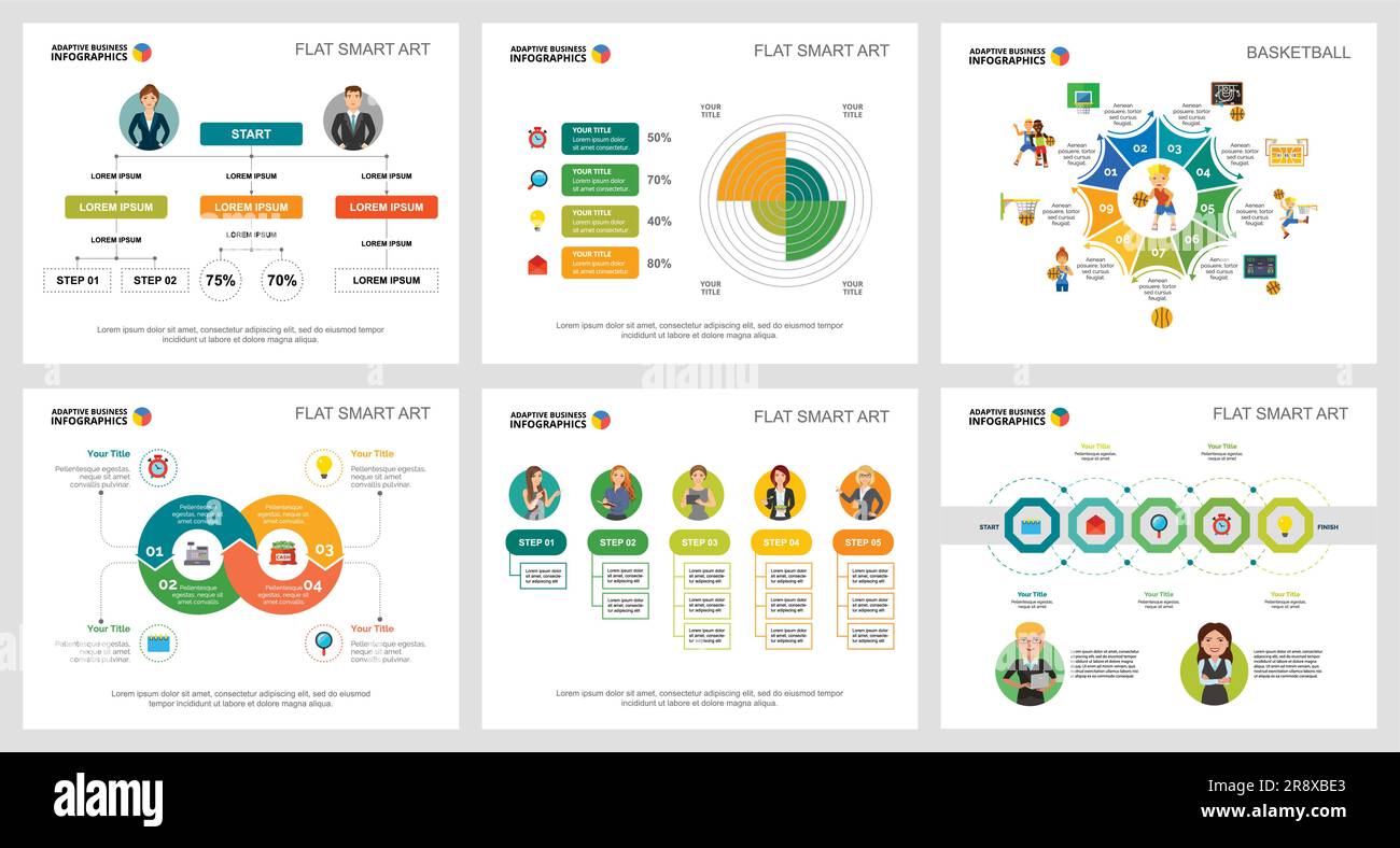 Colorful basketball or marketing concept infographic charts set Stock ...