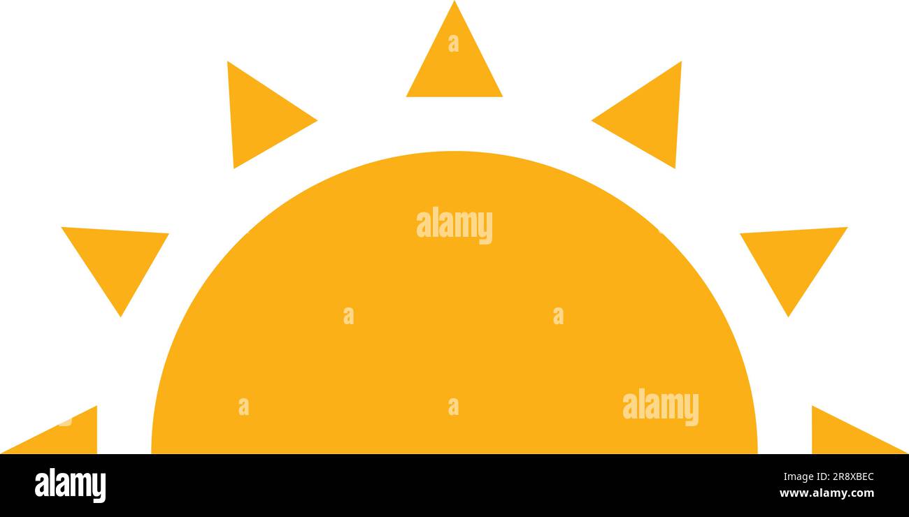 Yellow half sun icon in flat style. Sunset simple graphic symbol ...
