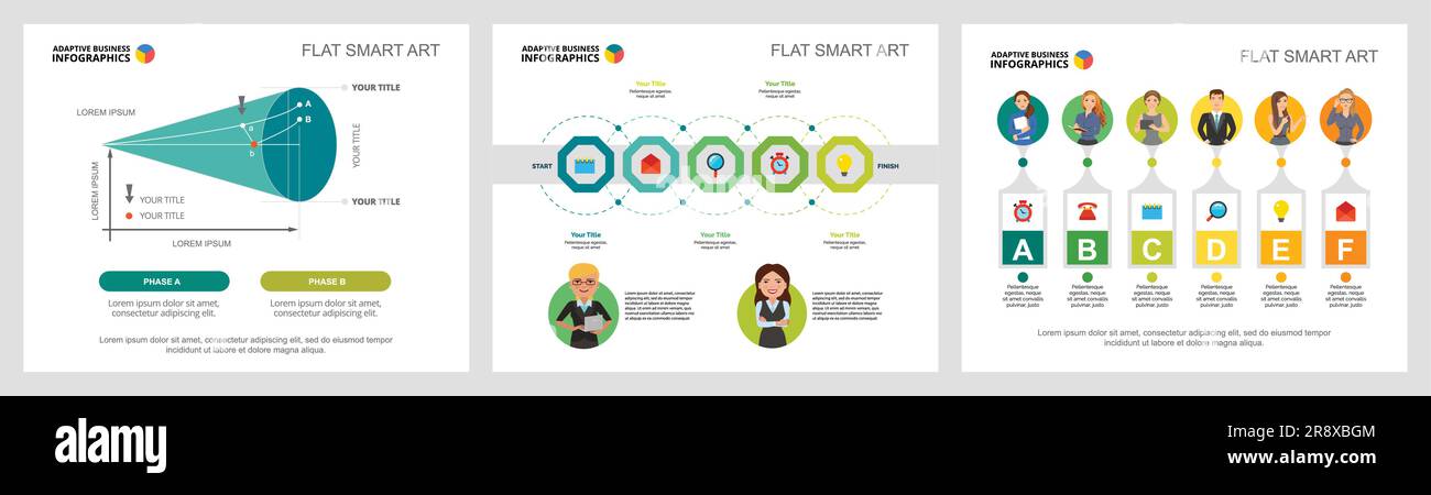 Colorful analysis charts set for presentation slide templates Stock ...