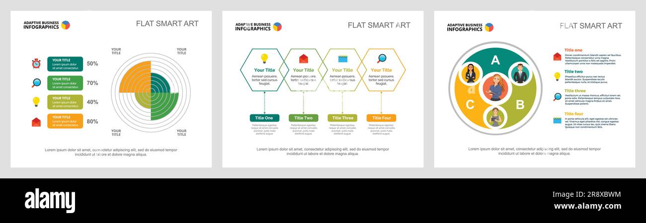 Colorful research and planning infographic charts set Stock Vector ...