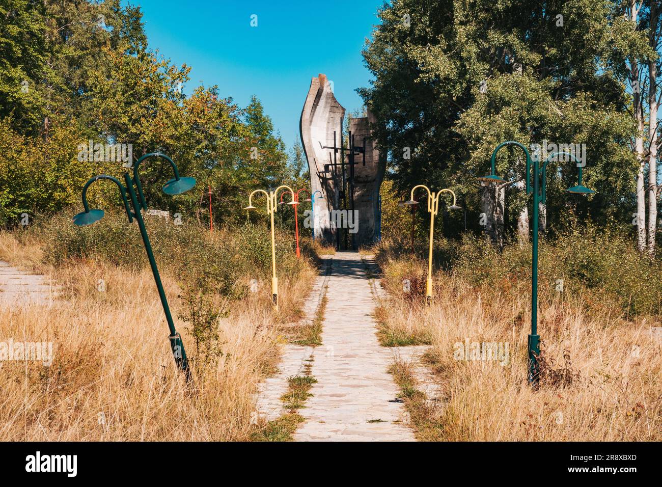 Monument to the Šar Mountains Partisan Unit, a colorful, but overgrown ...