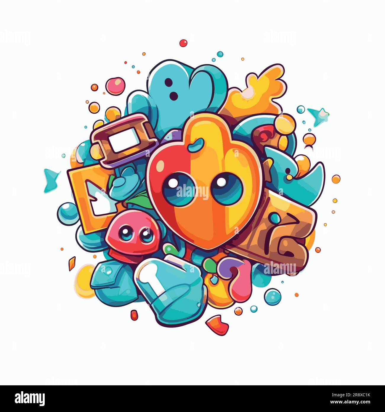 cute heart icon in the modern information world Stock Vector Image ...