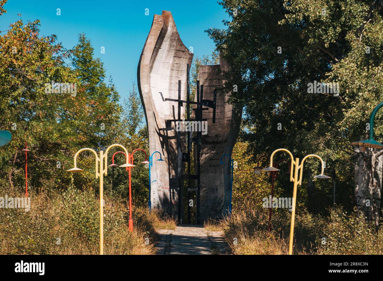 Monument to the Šar Mountains Partisan Unit, a colorful, but overgrown ...