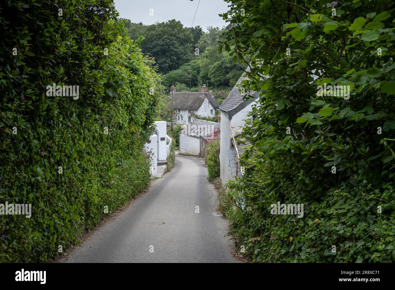 View of the fishing village of Helford in Cornwall, England and the ...
