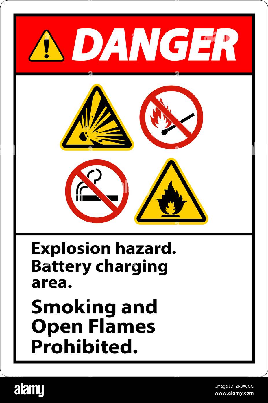 Danger Sign Explosion Hazard, Battery Charging Area, Smoking And Open ...