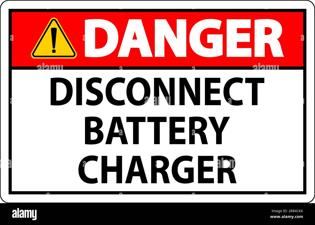 Danger Sign Disconnect Battery Charger On White Background Stock Vector ...