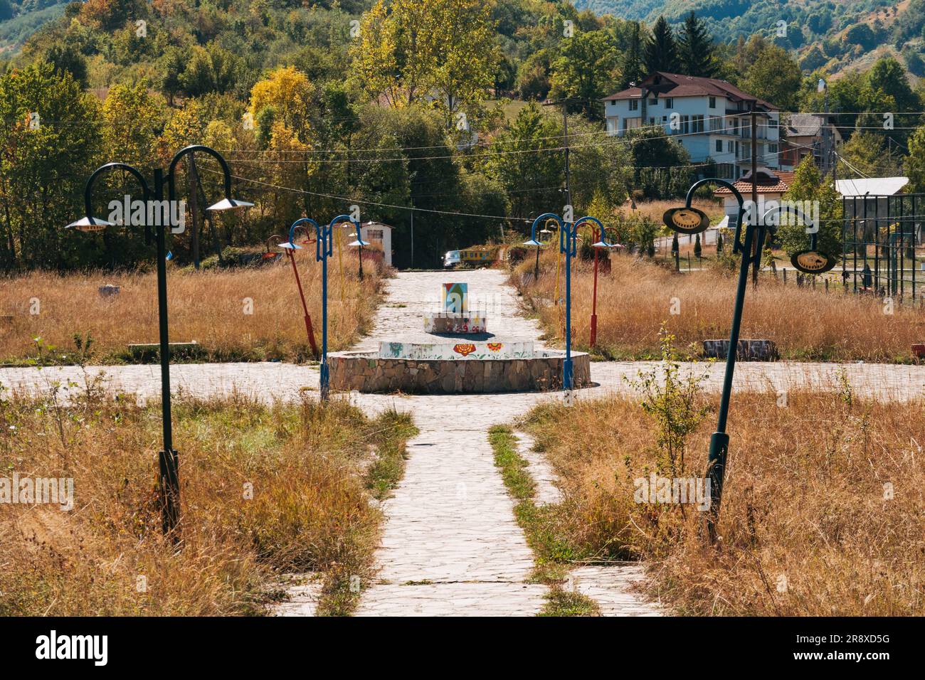 Monument to the Šar Mountains Partisan Unit, a colorful, but overgrown ...