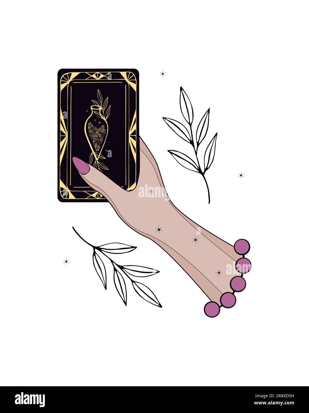 Tarot card hand of female fortune teller. Vector illustration Stock ...