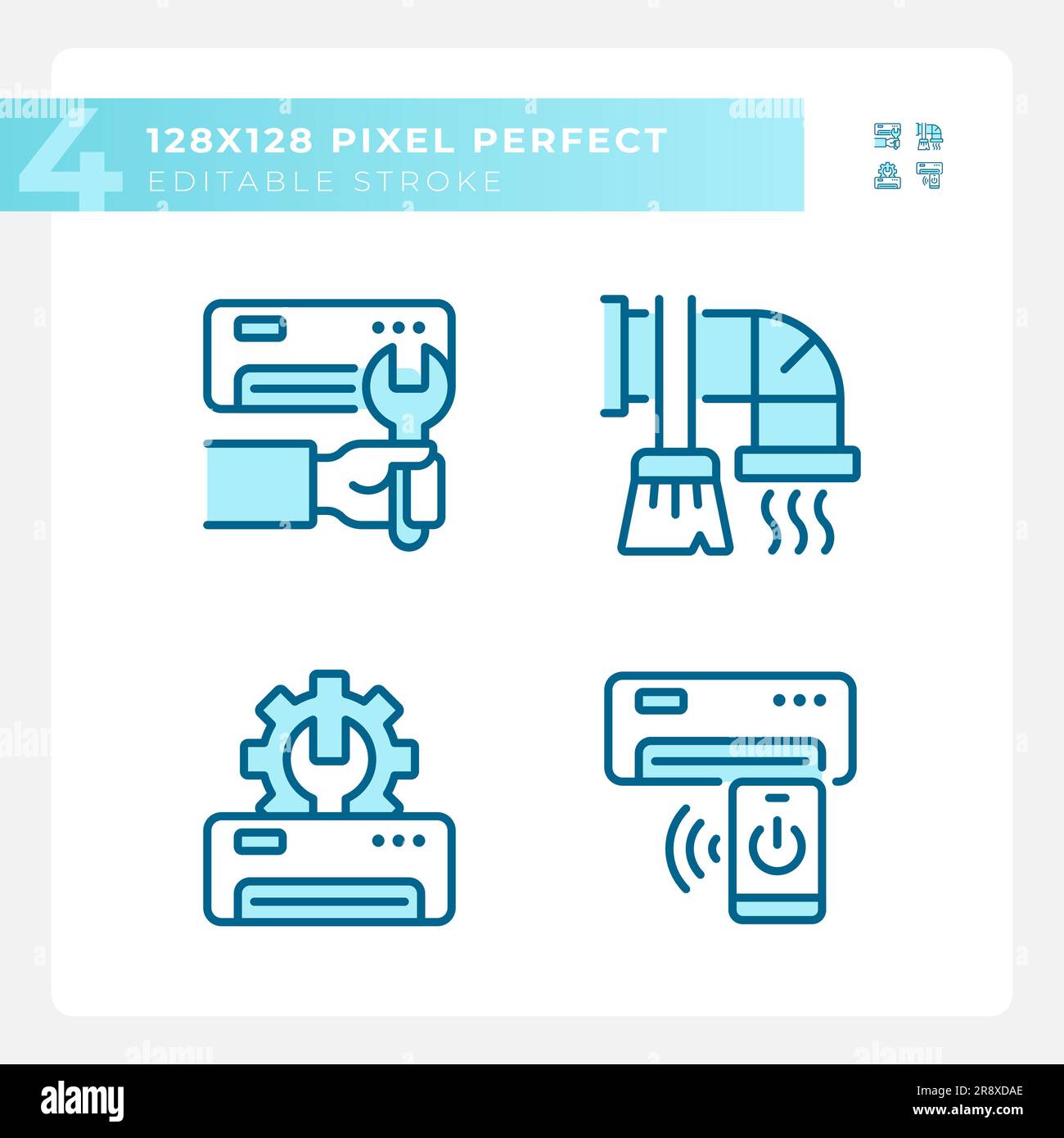 Ac maintenance light blue icons Stock Vector Image & Art - Alamy