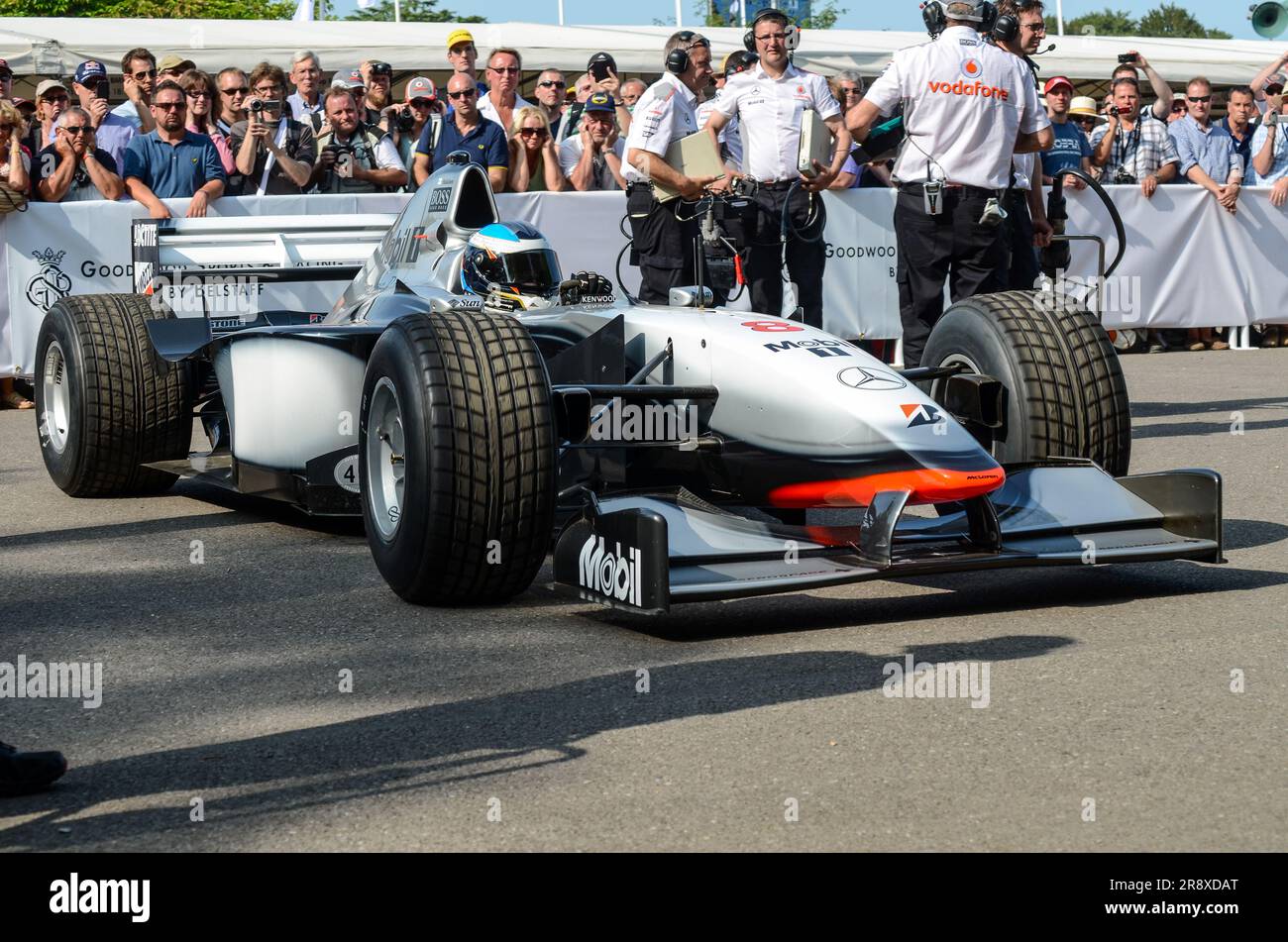 McLaren MP4/13 Formula 1, Grand Prix racing car in the assembly area at ...