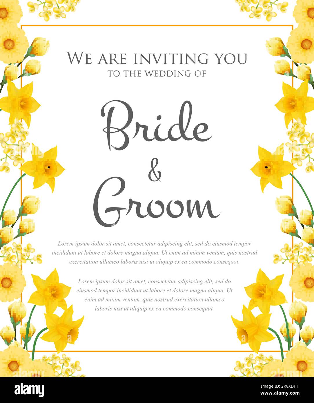 Wedding invitation design with yellow flowers Stock Vector Image & Art ...