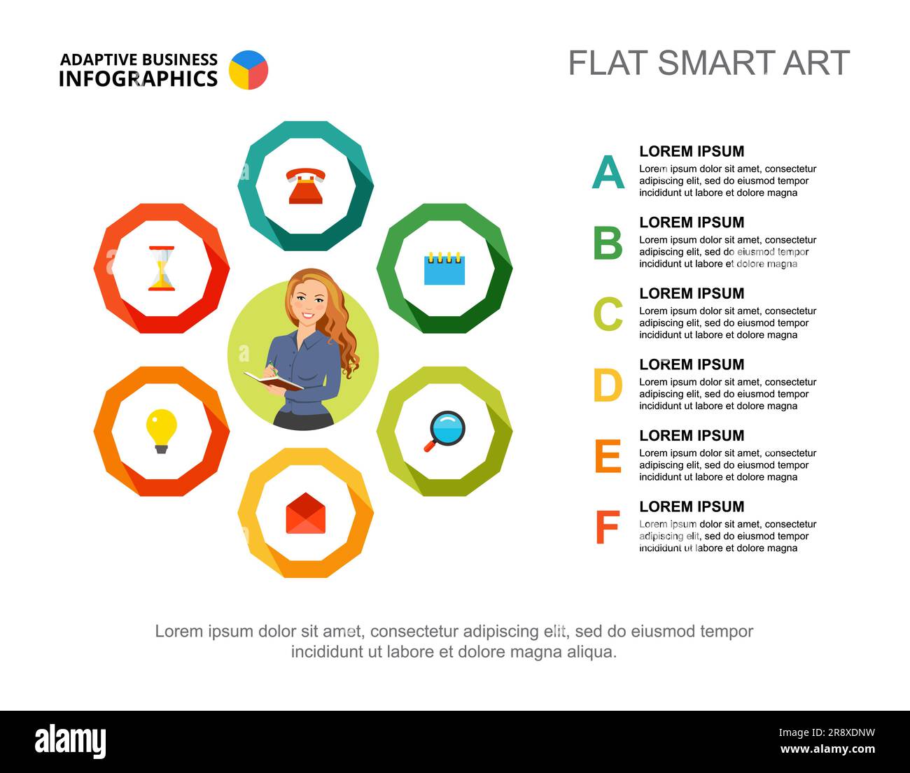 Six points list process chart template for presentation Stock Vector ...