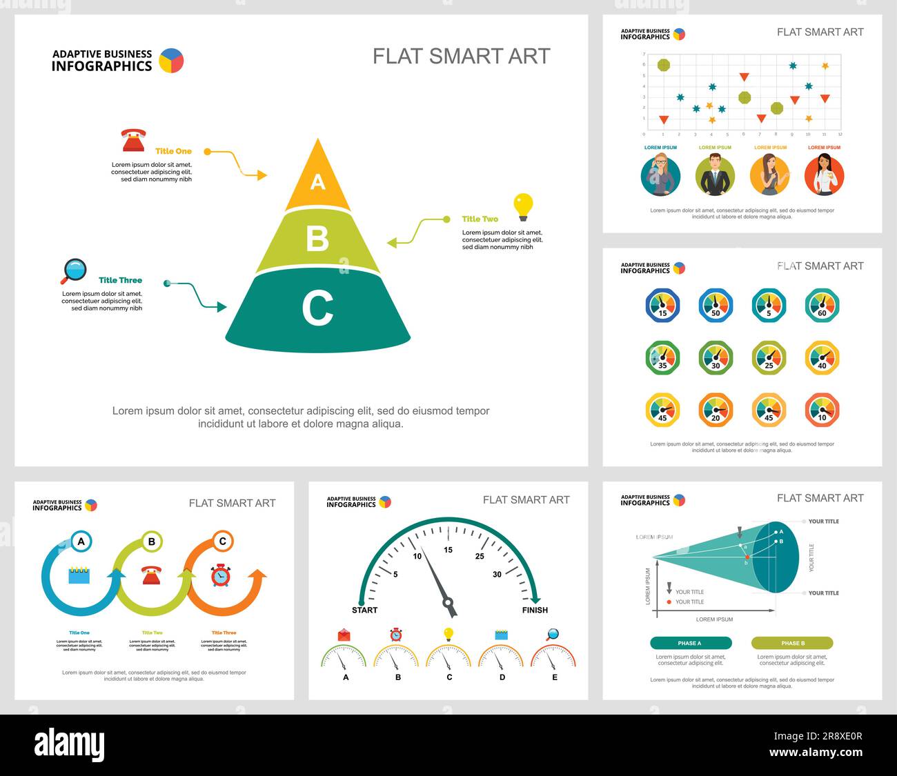 Colorful planning or strategy concept infographic charts set Stock ...