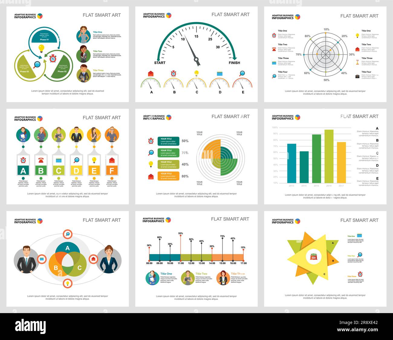 Colorful statistics or banking concept infographic charts set Stock ...