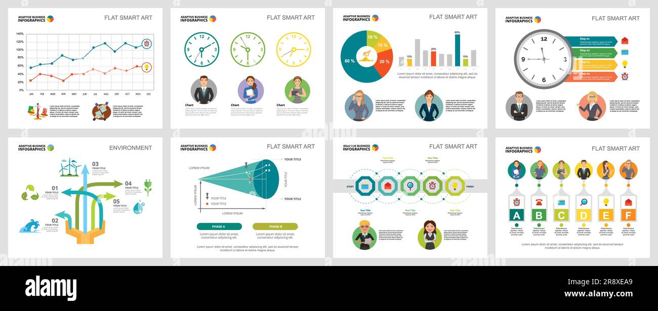 Colorful analysis charts set for presentation slide templates Stock ...