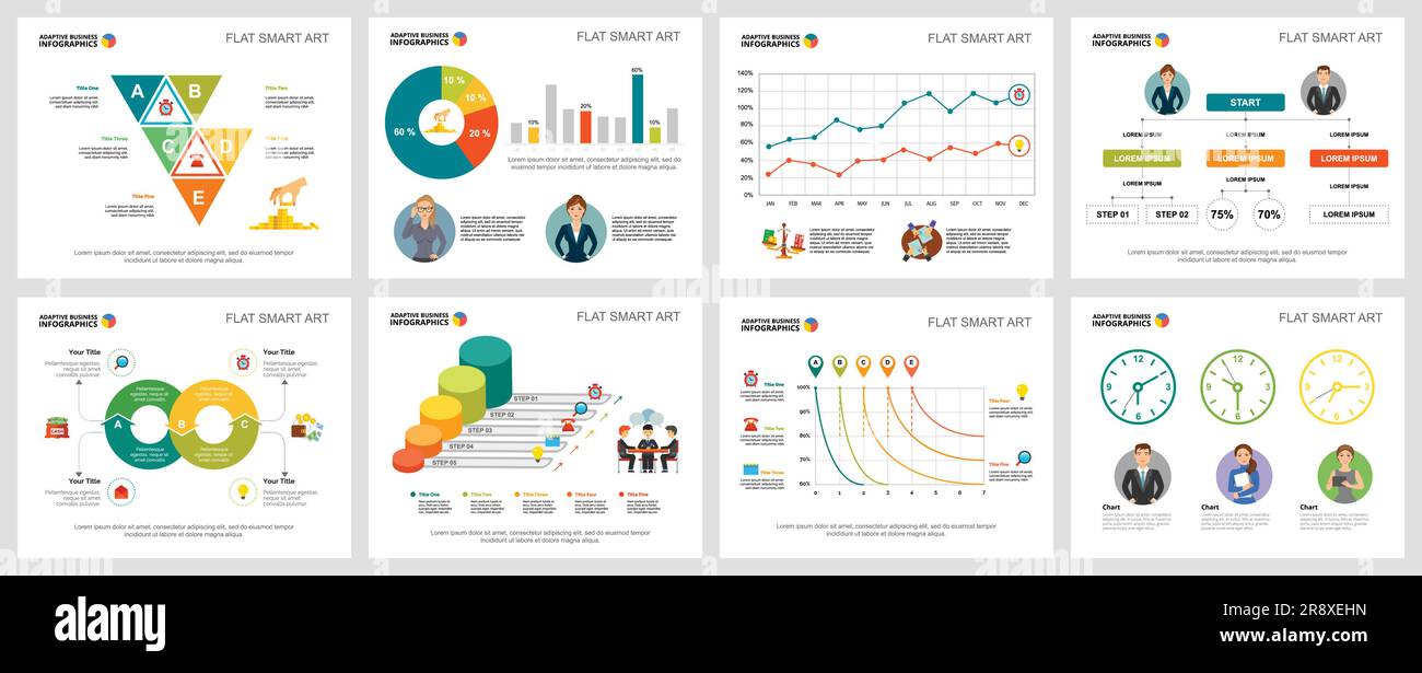 Colorful teamwork or planning concept infographic charts set Stock ...