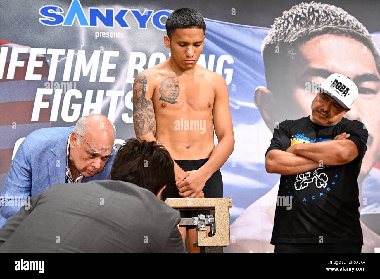 Joshua Franco of U.S. during the second official weigh-in for the WBA super-flyweight title ...