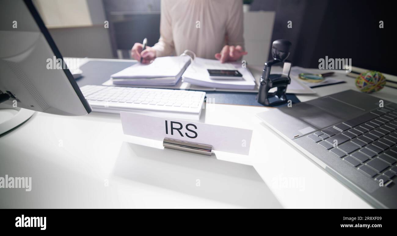 IRS Tax Audit Name Plate At Desk Stock Photo - Alamy