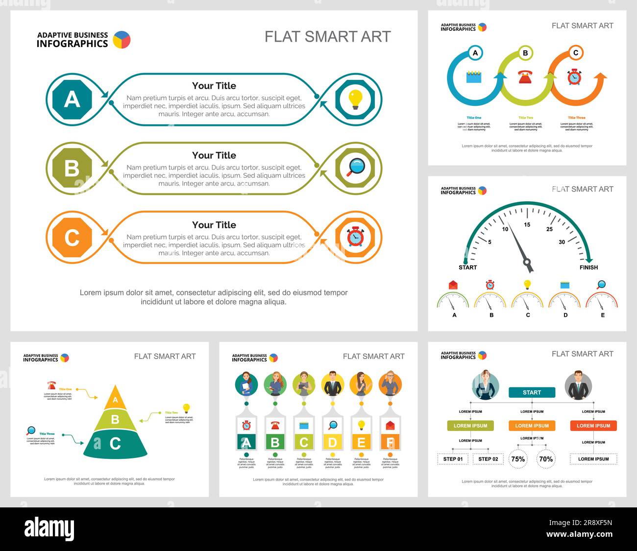 Colorful research or training concept infographic charts set Stock ...