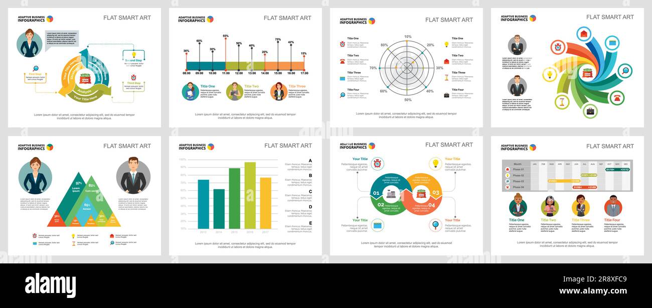 Colorful analytics or planning concept infographic charts set Stock ...