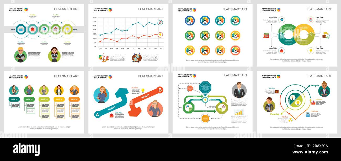 Colorful marketing or training concept infographic charts set Stock ...